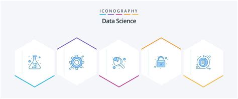Data Science 25 Blue Icon Pack Including Data Process Search