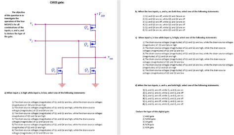 Solved Cmos Gate The Objective B When The Two Inputs V