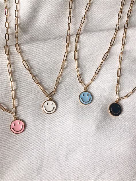 Colored Smiley Face Paperclip Necklace Etsy