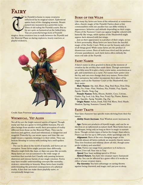 5e Race Playable Fairy Race Play As The Tiny Fey You Were Meant To