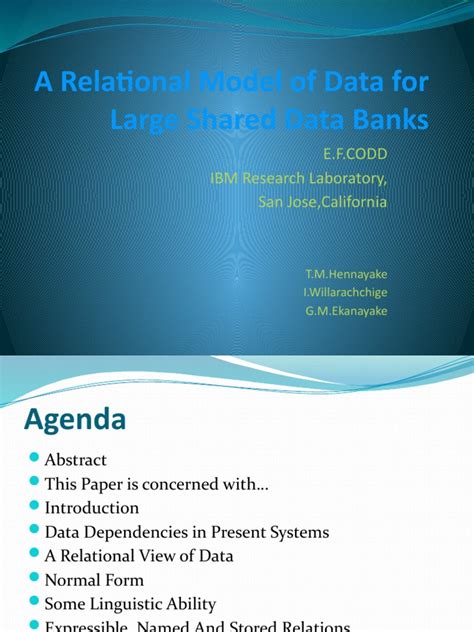 A Relational Model Of Data For Large Shared Data Banks Pdf Database