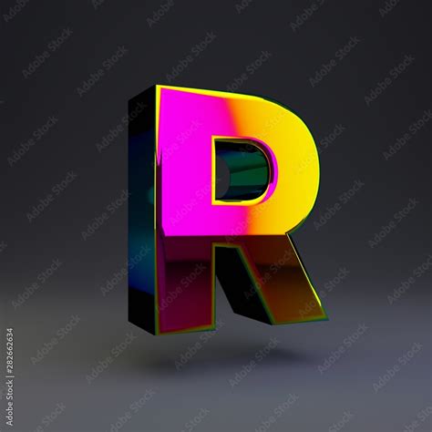 Holographic D Letter R Uppercase Glossy Font With Multicolor