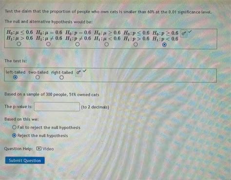 solved test the daim that the proportion of people who own