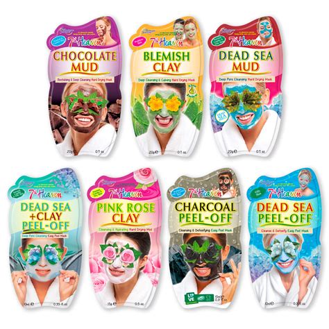 7th Heaven Face Masks Skincare Set 7 Clay Mud And Peel Off Masks T
