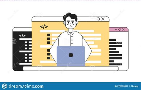 Coding Career Line Concept Vector Spot Illustration Stock Illustration Illustration Of