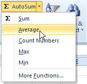 Excel Use The AutoSum Button To Enter Averages Min Max And Count Excel Articles