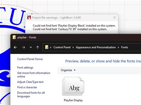 Font Not Found But Its Installed Lightburn Software Questions Lightburn Software Forum