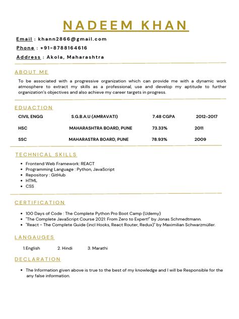 Nadeem Khan Resume React Developer Pdf Pdf