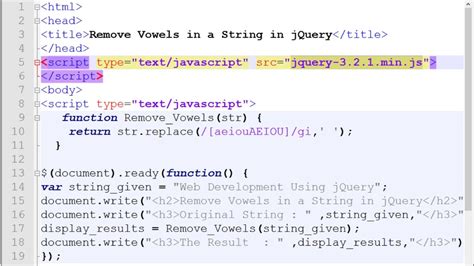 Remove Vowels In A String In Jquery Youtube