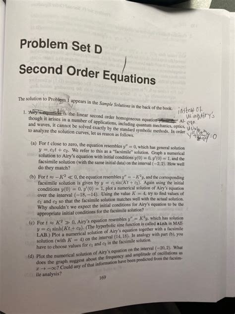 Problem Set D Second Order Equations Sol Instew Of