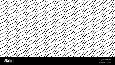 Wavy Lines Seamless Pattern Undulate Stripes Repeating Background Black And White Diagonal