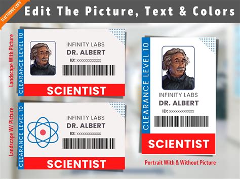 Personalised Scientist Id Badge Pretend Play Editable Science Party Id Birthday Party
