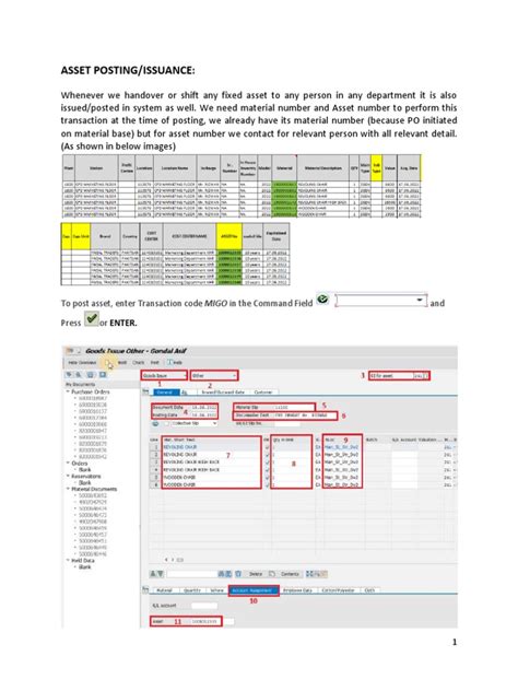 Asset Postingissuance To Post Asset Enter Transaction Code Migo In The Command Field And