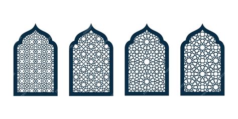 아랍어 전통 장식용 문 또는 창 벡터 세트 연하장용 프리미엄 벡터