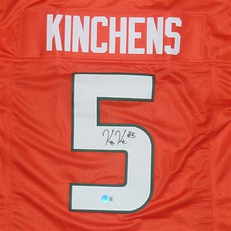 Kamren Kinchens Autographed Miami Orange 5 Custom Jersey Jsa