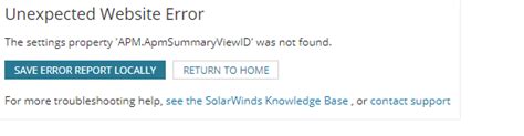 The Settings Property Apm Apmsummaryviewid Was Not Found