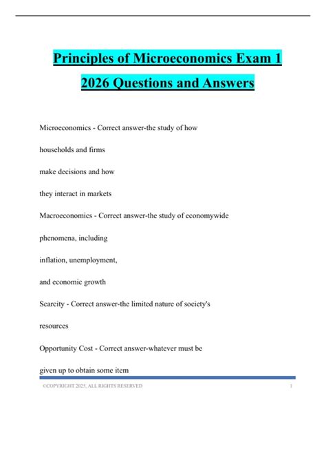 Principles Of Microeconomics Exam 1 2026 Questions And Answers Cso