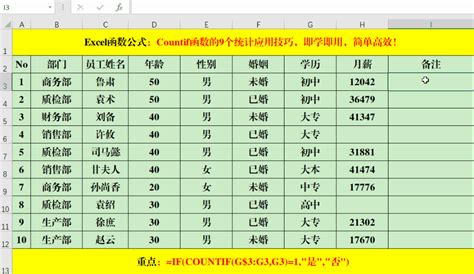 Countif函数的9个统计应用技巧，即学即用