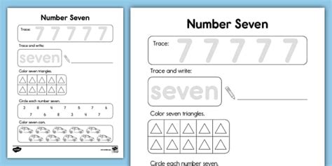 Number Seven Math Worksheet Teacher Made Twinkl