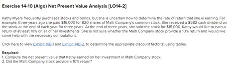 solved exercise 14 10 algo net present value analysis