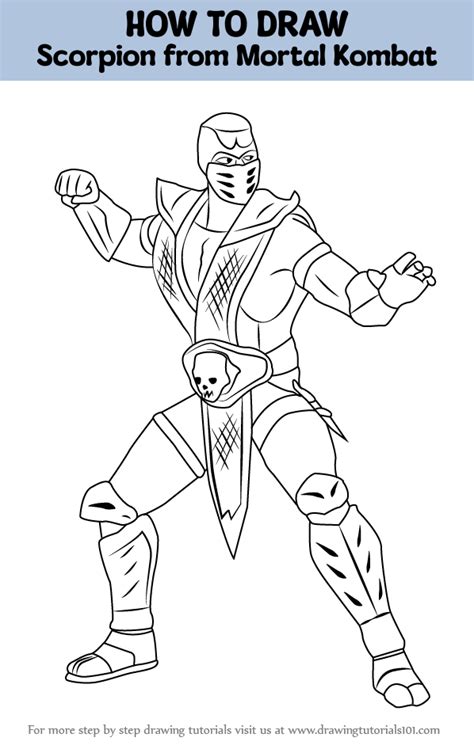 How To Draw Scorpion From Mortal Kombat Mortal Kombat Step By Step DrawingTutorials101 Com