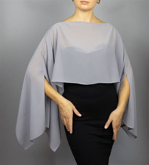 Black Chiffon Capelet Wrap Shrug Wedding Dress Luxury Black Evening