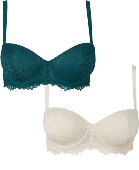 Womens Full Figure 2 Pack Lace Balconette Bras In Eggnog Atlantic