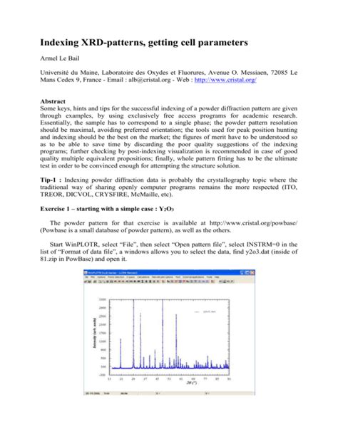 Xrd Pattern Indexing Tutorial Cell Parameters And Analysis