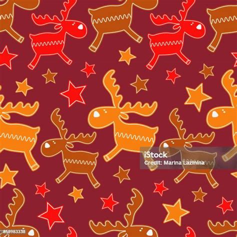 Rusa Roti Jahe Natal Latar Belakang Mulus Pola Roti Jahe Kartun Lucu