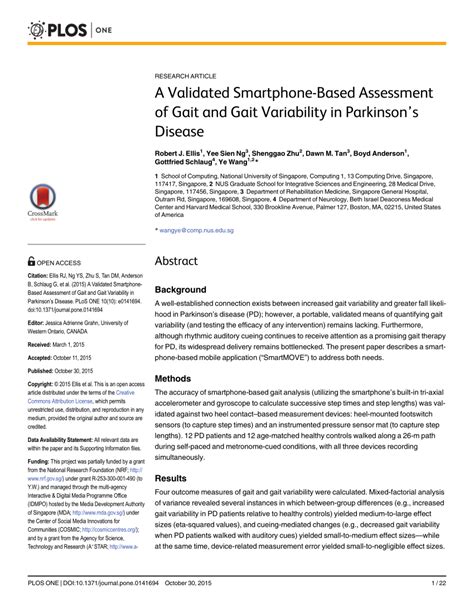 Pdf A Validated Smartphone Based Assessment Of Gait And Gait Variability In Parkinsons Disease