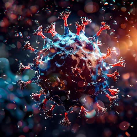 3d Illustration Of Virus Particle With Detailed Structure And Glowing