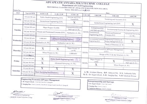 Class Routine Dce 4th And 6th Sem Session 24 25 Adyapeath Annada Polytechnic College