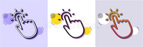 Touchpoint Line Icon Click Here Sign Halftone Dotted Pattern Vector Stock Vector