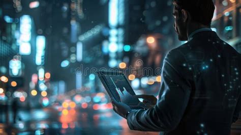 The Businessman With Digital Tablet Ai Generated Stock Image Image Of Metropolis Bottle