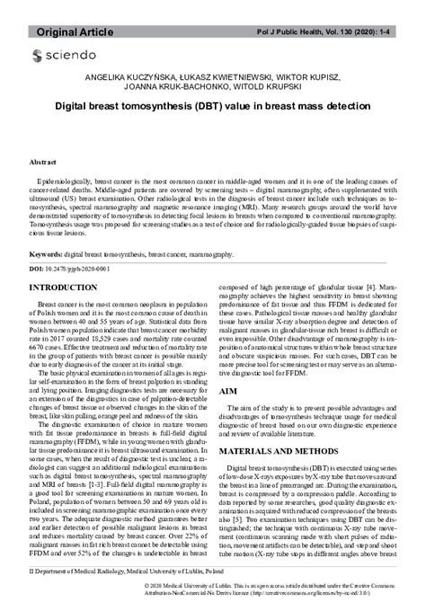 Pdf Digital Breast Tomosynthesis Dbt Value In Breast Mass Detection