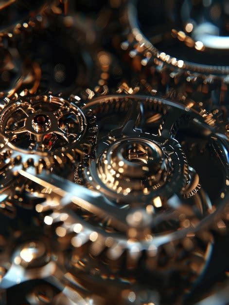 Closeup Of Interlocking Gears Premium Ai Generated Image