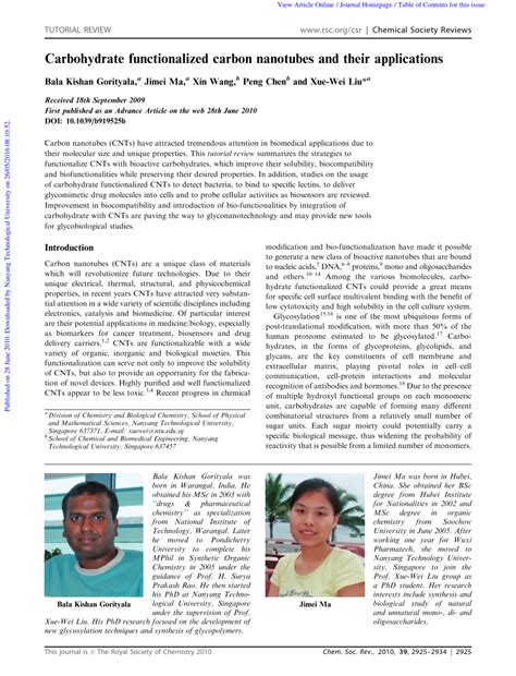 Pdf Cheminform Abstract Carbohydrate Functionalized Carbon Nanotubes