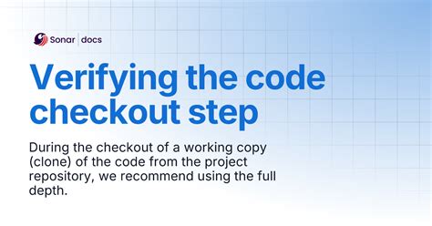 Verifying The Code Checkout Step Sonarqube Server 106 Sonar Documentation
