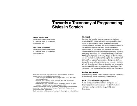 Pdf A Classification Of Programming Styles In Scratch