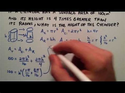 What Is The Height Of A Cylinder Given The Surface Area And Relationship Between Height And