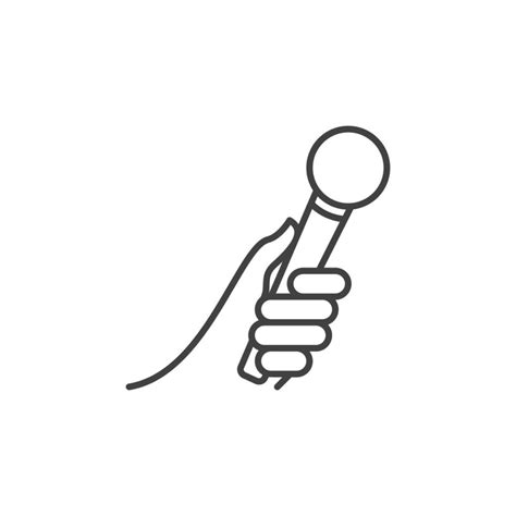 Hand Holding Microphone Vector Icon In Thin Line Style 13089279 Vector Art At Vecteezy