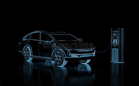 Scan Ev Car Or Electric Vehicle Charge Battery Plug In With Recharging Station Stock