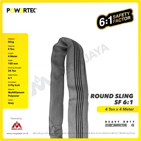 Dapatkan Produk Round Sling Powertec 61 4 Ton X 4 Meter Abu Harga