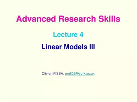 Ppt Lecture Linear Models Iii Powerpoint Presentation Free Download Id