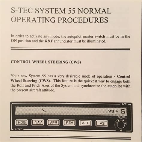 Stec S Tec System 55 Autopilot Pilots Operating Handbook Gs Plane Stuff