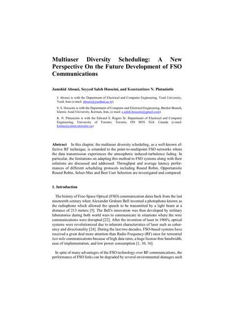 Pdf Multiuser Diversity Scheduling A New Perspective On The Future