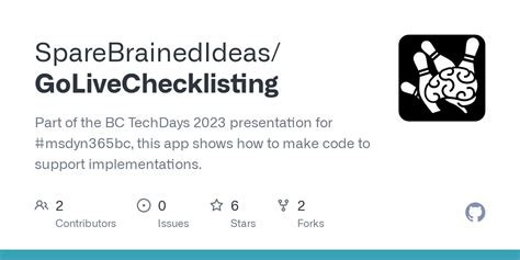 Github Sparebrainedideas Golivechecklisting Part Of The Bc Techdays 2023 Presentation For