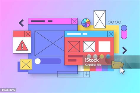 User Interface Layout Web Design Window Page Modern Design Elements Stock Illustration