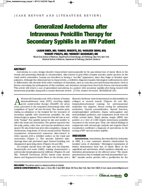 Pdf Generalized Anetoderma After Intravenous Penicillin Therapy For Pdf Generalized Anetoderma After Intravenous Penicillin Therapy For