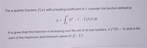 Solved For A Quartic Function Fx ﻿with A Leading